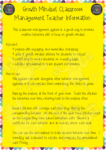 Growth Mindset Classroom Management and Reward System | Teaching Resources