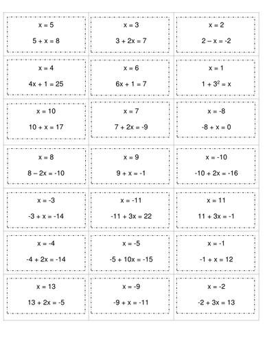Loop Game Solving One And Two Step Equations Teaching Resources 