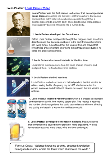 KS3 Miccrobes: Famous microbiologists, the black death, bacteria ...