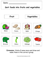 Fruit or Vegetable KS1 Lesson Plan and Worksheet | Teaching Resources