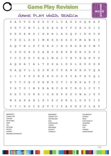 Game Play Literacy Wordsearch GCSE ICT | Teaching Resources