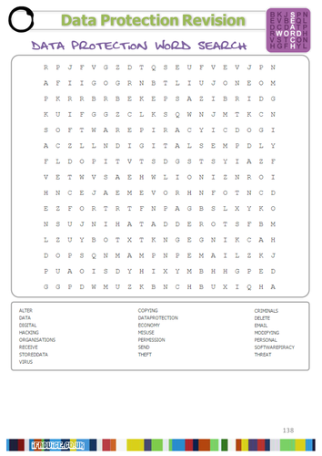 GCSE ICT Data Protection Literacy Wordsearch by gwhiting7 - Teaching ...