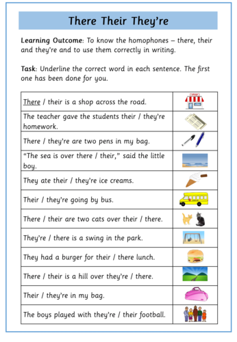 Homophones - Their, There and They're | Teaching Resources