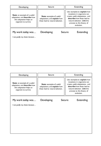 Learning objectives template with student self-assessment/reflection ...