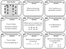 Prime and Composite Numbers Task Cards | Teaching Resources