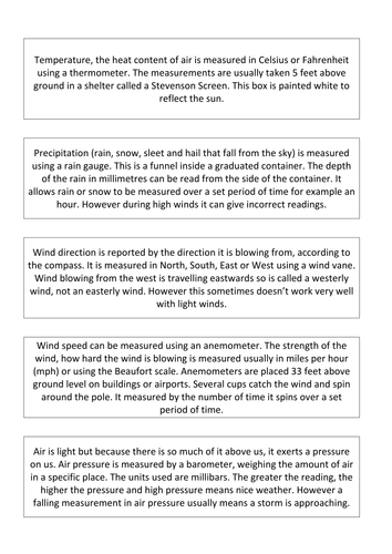 Weather and Climate and How do we measure the Weather? | Teaching Resources
