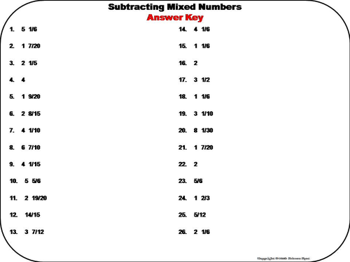 Subtracting Mixed Numbers Task Cards | Teaching Resources