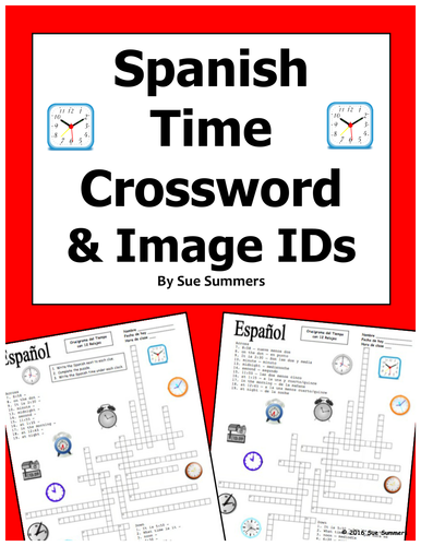 Spanish Time 20 Word Crossword Puzzle and Image IDs | Teaching Resources