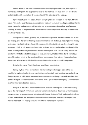 The Hunger Games - Guided questions on structure (Q3, new AQA language ...