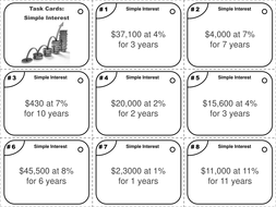 Simple Interest Task Cards | Teaching Resources