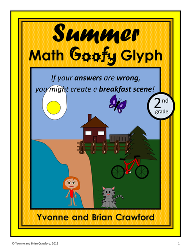 Summer Review Math Goofy Glyph (2nd Grade Common Core) | Teaching Resources