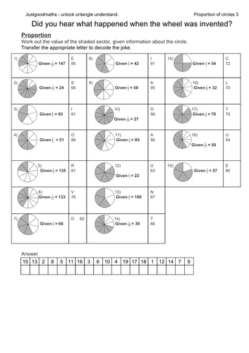 Proportion problems pack - work out the value of the shaded sector to ...