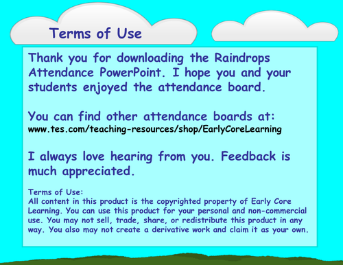 Raindrops Attendance Board PowerPoint | Teaching Resources