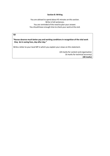 NEW AQA English Language Paper 2B: Writing practice papers | Teaching ...