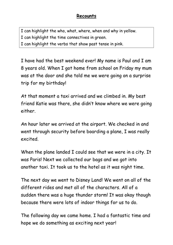 Year 5 / 6 Writing a Recount Unit of Work / 2 weeks lesson plans ...