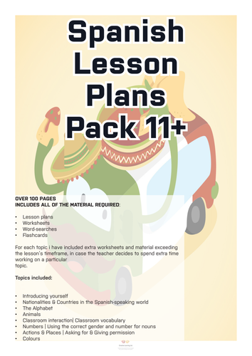 Spanish Lesson Plans & Material for 11+ Pack - Vol.1 | Teaching Resources