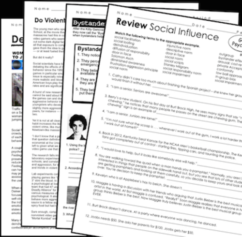 Social Psychology: Social Influence Unit- PPTs, Worksheets, Assessment ...