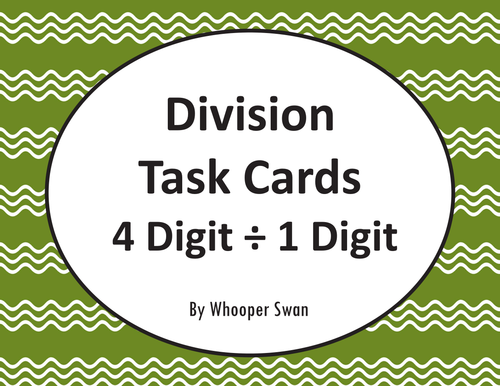 Division Task Cards: 4 Digit ÷ 1 Digit | Teaching Resources
