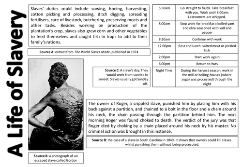 Slavery - A Life of Slavery | Teaching Resources