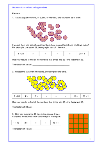 Maths KS2, KS3 or GCSE revision. Factors, multiples and prime numbers ...