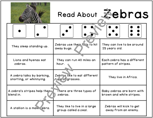 African Animals Roll and Read | Teaching Resources