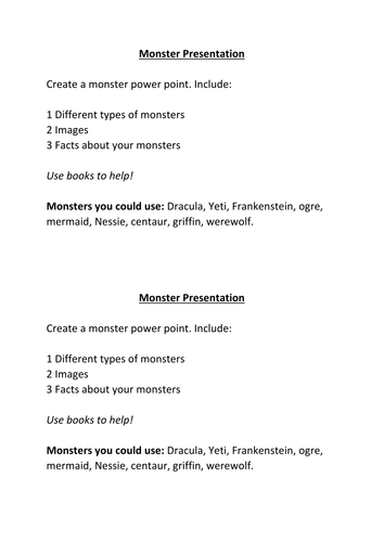 Monster Resource Pack | Teaching Resources