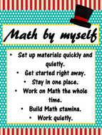 Daily 3 MATH Behaviors Anchor Charts/Posters (Turquoise Red Carnival ...