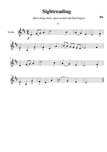 Progressive Violin Sight Reading tasks | Teaching Resources