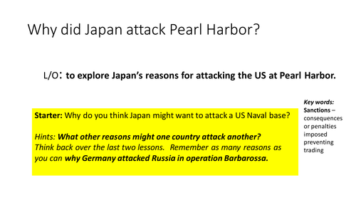why did the Japanese want to attack Pearl Harbor | Teaching Resources