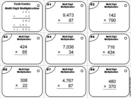 Multi Digit Multiplication Task Cards | Teaching Resources
