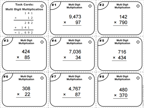 Multi Digit Multiplication Task Cards | Teaching Resources