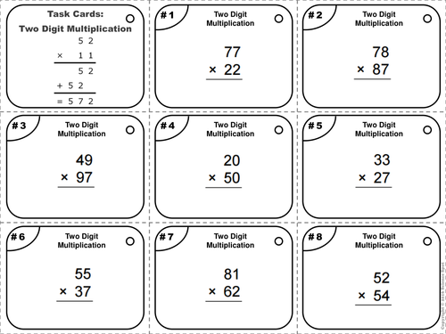 Two Digit Multiplication Task Cards | Teaching Resources