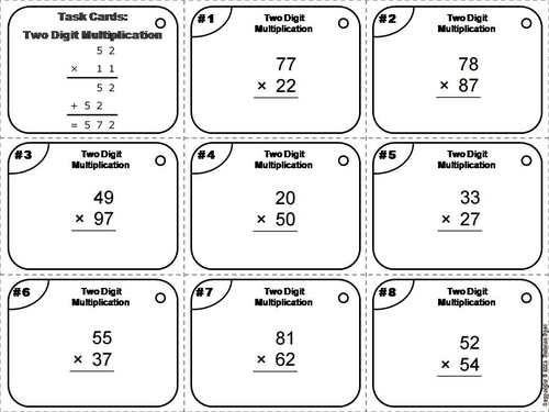 Two Digit Multiplication Task Cards | Teaching Resources