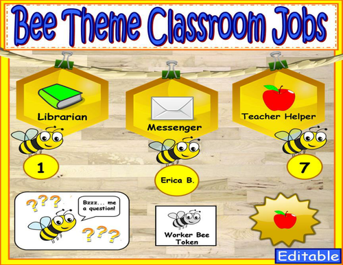 Bee Theme Classroom Jobs | Teaching Resources