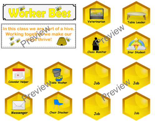 Bee Theme Classroom Jobs | Teaching Resources
