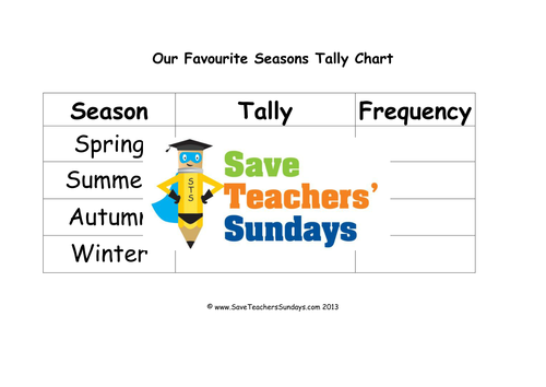 Data Handling on Seasons KS1 Lesson Plan, Vocabulary Card and Model ...