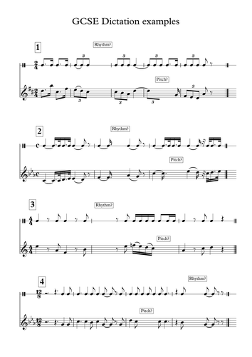 Edexcel GCSE Music 2016 dictation exercises | Teaching Resources