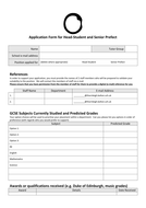 Head Student and Senior Prefect Application Form and Job Description ...