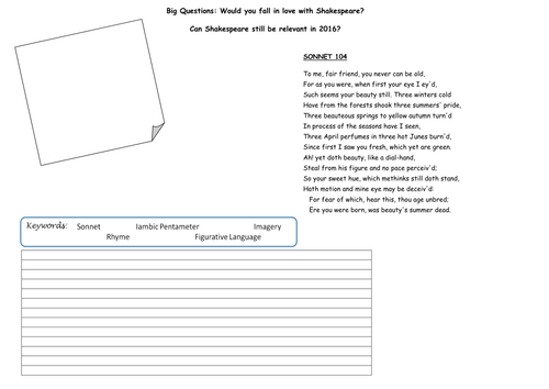 Shakespeare's Sonnets | Teaching Resources
