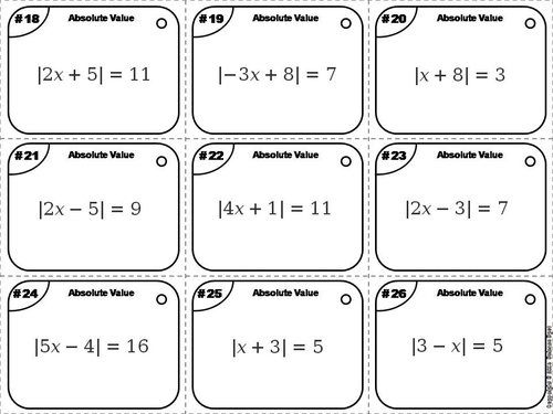 Absolute Value Task Cards | Teaching Resources