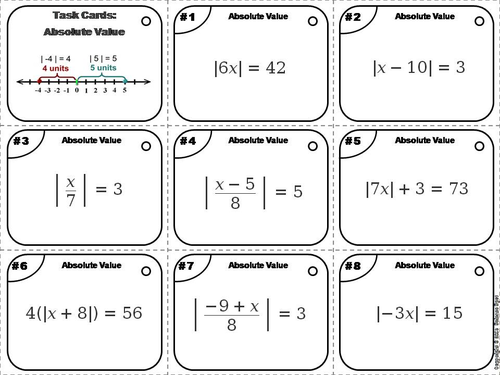 Absolute Value Task Cards | Teaching Resources