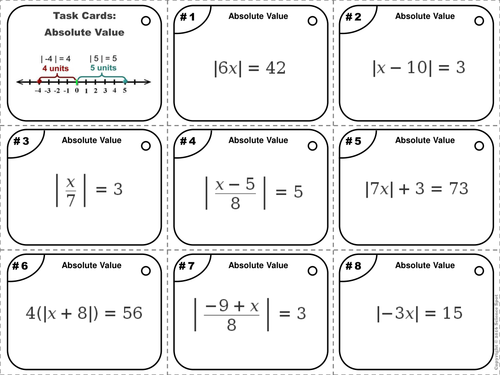 Absolute Value Task Cards | Teaching Resources