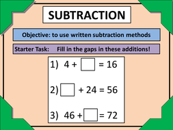 Written Subtraction (Column Method) Lesson Plan | Teaching Resources