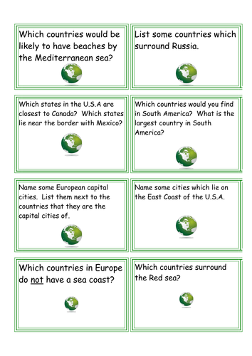 Geography Task cards - EDITABLE | Teaching Resources