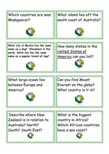 Geography Task cards - EDITABLE | Teaching Resources