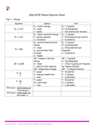 Equation /Formula Sheets for AQA Combined Science GCSE and Physics GCSE ...