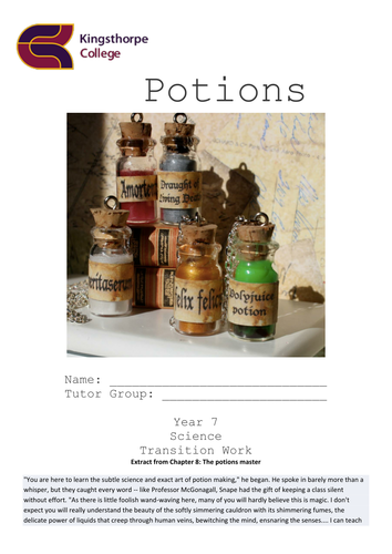 Harry Potter themed Science Introductory work Year 7- Introducing ...