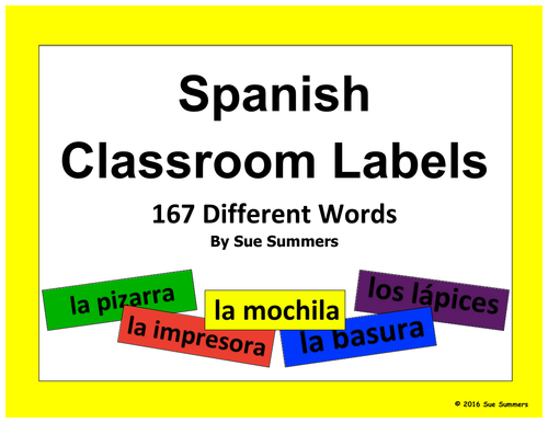 Spanish Classroom Labels 167 Different Words | Teaching Resources