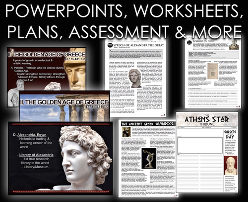 Ancient Greece Unit Bundle - PPTs, Worksheets, Lesson Plans+Test ...