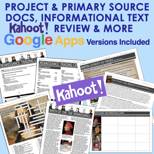 Renaissance & Reformation Unit PPTs, Guided Notes, Worksheets, Kahoot ...